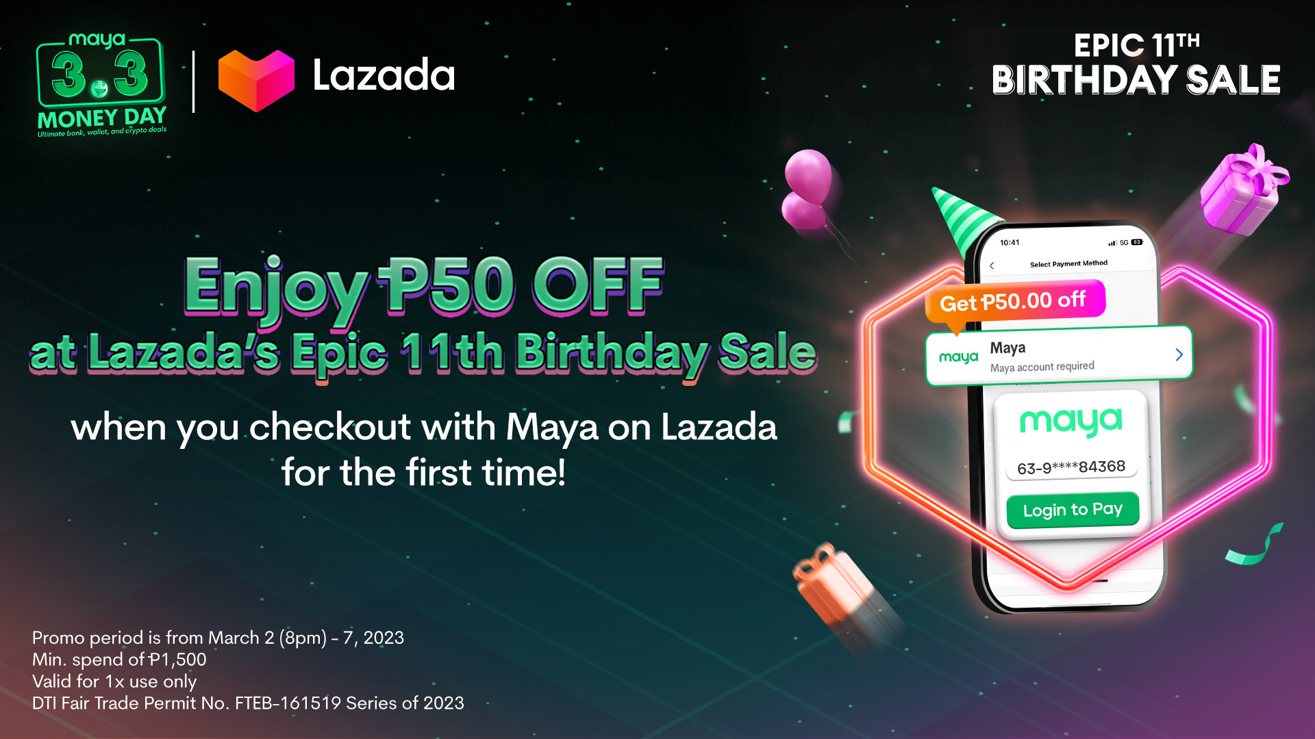 Save P50 on Lazada 3.3 on your first-ever checkout with Maya!
